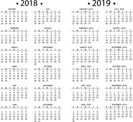 Calendar template 2018 2019 and 2020 years Vector Image