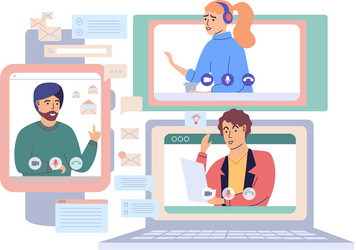 Virtual Team Meeting Vector Images (over 4,300)