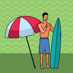 Young man in summer time cartoon Royalty Free Vector Image