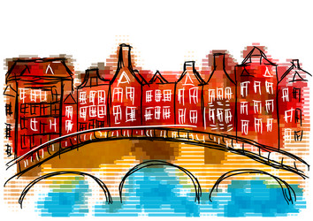 Amsterdam city drawing Royalty Free Vector Image