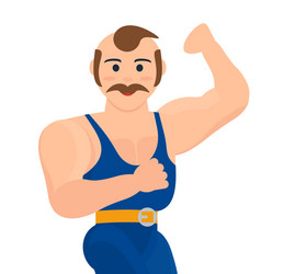 Strong battery man standing and shows his muscles Vector Image