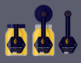 Packaging honey black dipper label Royalty Free Vector Image