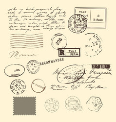 Old postal letter with postmark stamps antique Vector Image