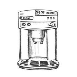 Espresso machine front view monochrome Royalty Free Vector