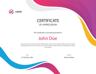 Abstract colored shapes certificate design Vector Image