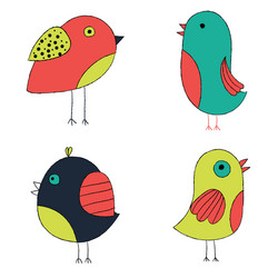 Cute hand drawn birds colorful birds collection Vector Image