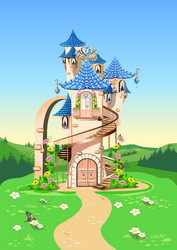 Blue princess castle Royalty Free Vector Image