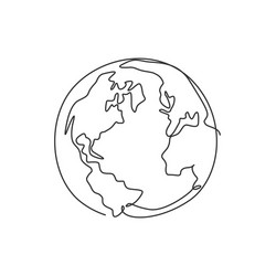 Hands hold earth single continuous line world Vector Image