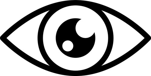 White eye icon on black background vision symbol Vector Image