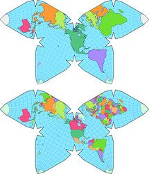 World map fuller projection Royalty Free Vector Image