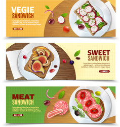 Sandwiches advertising horizontal banners Vector Image