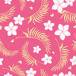 Tropical pink flowers seamless repeat pattern Vector Image