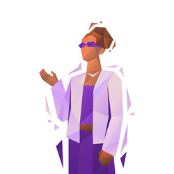 Woman office employee standing low poly Royalty Free Vector