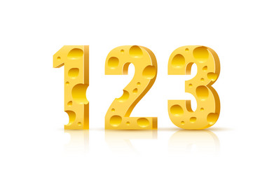 Cheese number 1 one font kids number figure 1 Vector Image