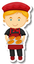A boy with big loaf of bread Royalty Free Vector Image