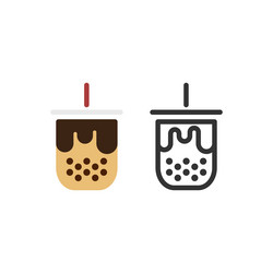 Milk bubble tea doodle drawing Royalty Free Vector Image