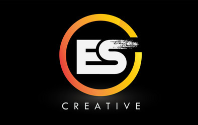 E circular letter logo with circle brush design Vector Image