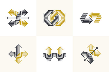 Concept arrows logos set isolated double Vector Image