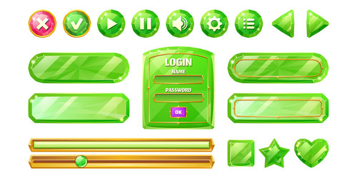 Game menu interface ui buttons glossy elements Vector Image