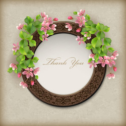 Floral spring thank you pink flowers card Vector Image