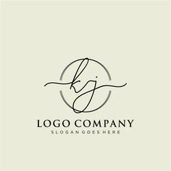 Initial kj handwriting logo with circle template Vector Image