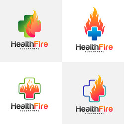 Set health fire logo design concept Royalty Free Vector