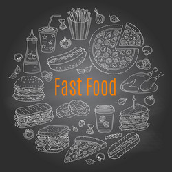 Sketch of fast food circular Royalty Free Vector Image