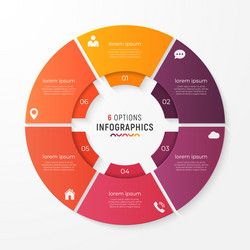 Circle chart template with 6 options Royalty Free Vector