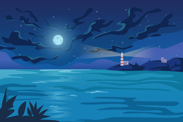 Night background with moon and sea Royalty Free Vector Image