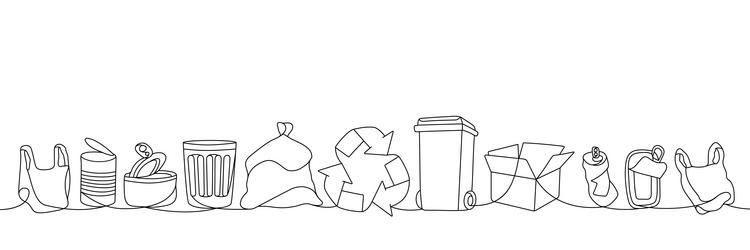 Garbage line icons set icons set Royalty Free Vector Image