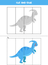 Cut and glue game for kids cute cartoon dinosaur Vector Image