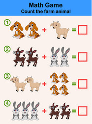 Education counting game of farm animals Royalty Free Vector