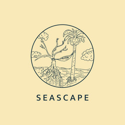 Minimalist seascape logo line art template design Vector Image