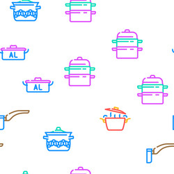 Pot kitchen food pan cooking seamless Royalty Free Vector