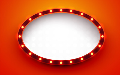 Retro light sign signboard with lamps border Vector Image