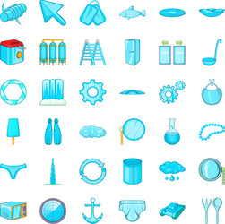 Blue set icons cartoon style Royalty Free Vector Image