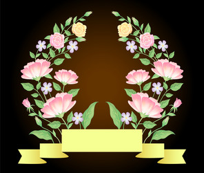 Floral frame with ribbon template decoration Vector Image