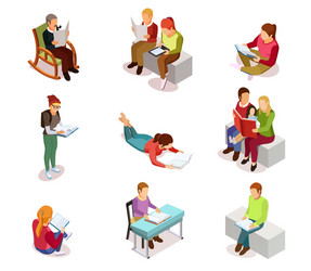Isometric People Reading Vector Images (over 1,900)