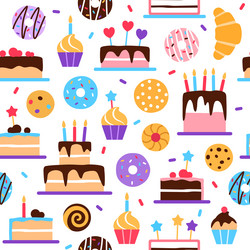 Pastry seamless pattern on white background Vector Image