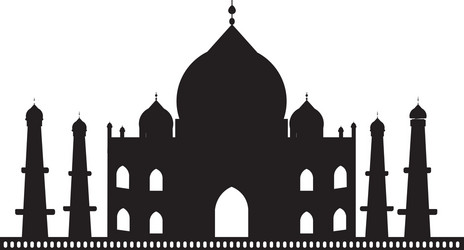 Taj mahal silhouette Royalty Free Vector Image