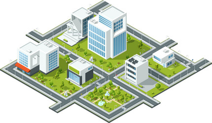 3d isometric city cityscape map of town Royalty Free Vector