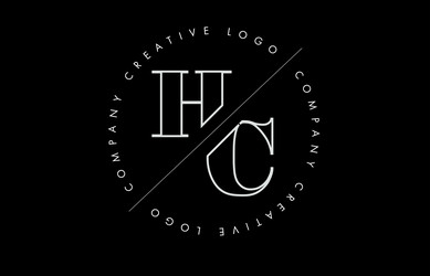 Hc h c white and pink letter logo with swoosh Vector Image