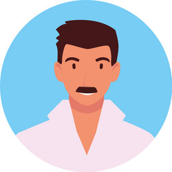 Young man on blue background circle Royalty Free Vector