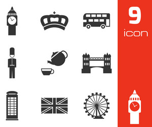 Color uk england british icons set Royalty Free Vector Image