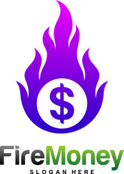 Fire money logo design concept Royalty Free Vector Image