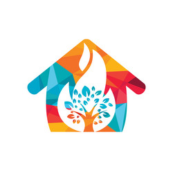 Fire tree logo design template Royalty Free Vector Image