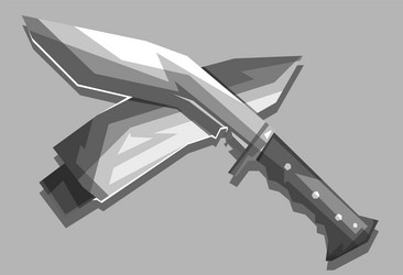 Grayscale cool kukri guns design cartoon Vector Image