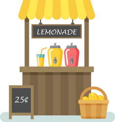 Cartoon lemonade vendor booth market wooden stand Vector Image