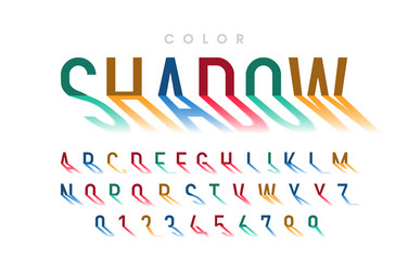 Cast shadow font alphabet letters and numbers Vector Image