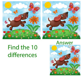 Children visual puzzle find ten differences Vector Image